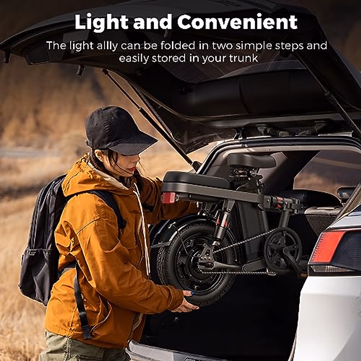 BPNN Electric Bike for Adult Folding, Ebike 7 Shock Absorbers 14" Tire 350W（600W Peak Power Motor） 48V 10Ah 19.2MPH E Bike City Cruiser Commuter Electric Bicycles E-Bike