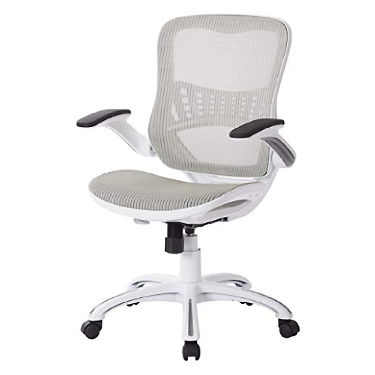 Office Star Ventilated Manager's Office Desk Chair with Breathable Mesh Seat and Back, White Base, White