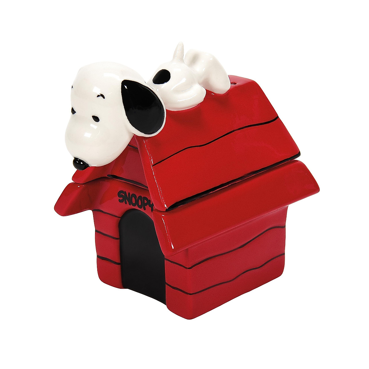 Department 56 Peanuts Ceramics Snoopy and Dog House Sculpted Salt and Pepper Shaker Set, 3.54 Inch, Multicolor