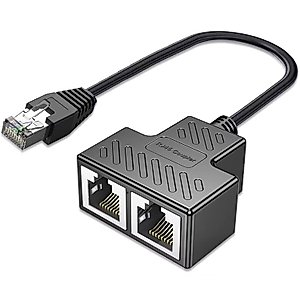 AKWOR Ethernet Splitter, RJ45 1 Male to 2 Female LAN Ethernet Cable Splitter Mini Starlink Ethernet Adapter Suitable Super Cat5, Cat5e, Cat6, Cat7 LAN Ethernet Socket Connector Adapter