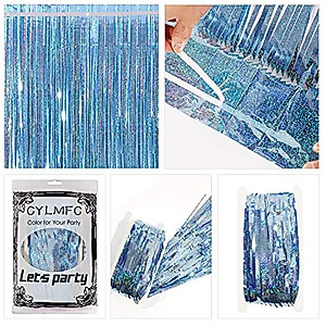 CYLMFC Foil Fringe Curtains Party Decorations - 2 Pack 3 x 8ft Tinsel Backdrop for Party Photo Backdrop Wedding Bridal Shower Bachelorette