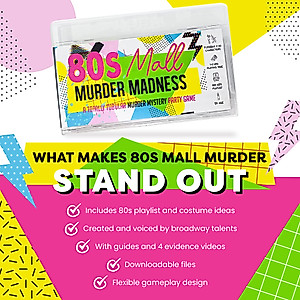 80s Mall Murder Madness | A Totally Tubular 1980s Themed Murder Mystery Game | Flexible 4-20 Players | in-Person & Virtual Downloadable Files