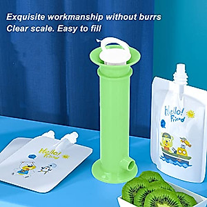 Haosie Baby Food Pouch Filler Set, Fruit Puree Pouch Filling Station, Squeeze Station Baby Food Pouch Maker, Safe and Portable, for Babies and Toddlers, 6 Pouches (nonreusable) for Free (Green)