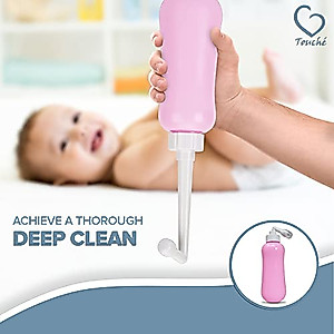 Touché Handheld Portable Bidet - Personal Empty Bottle Travel Bidet & Childbirth Cleaner - Great for Traveling, Camping, Women, Babies, Elderly - Peri Bottle Equipped with Retractable Spray Nozzle