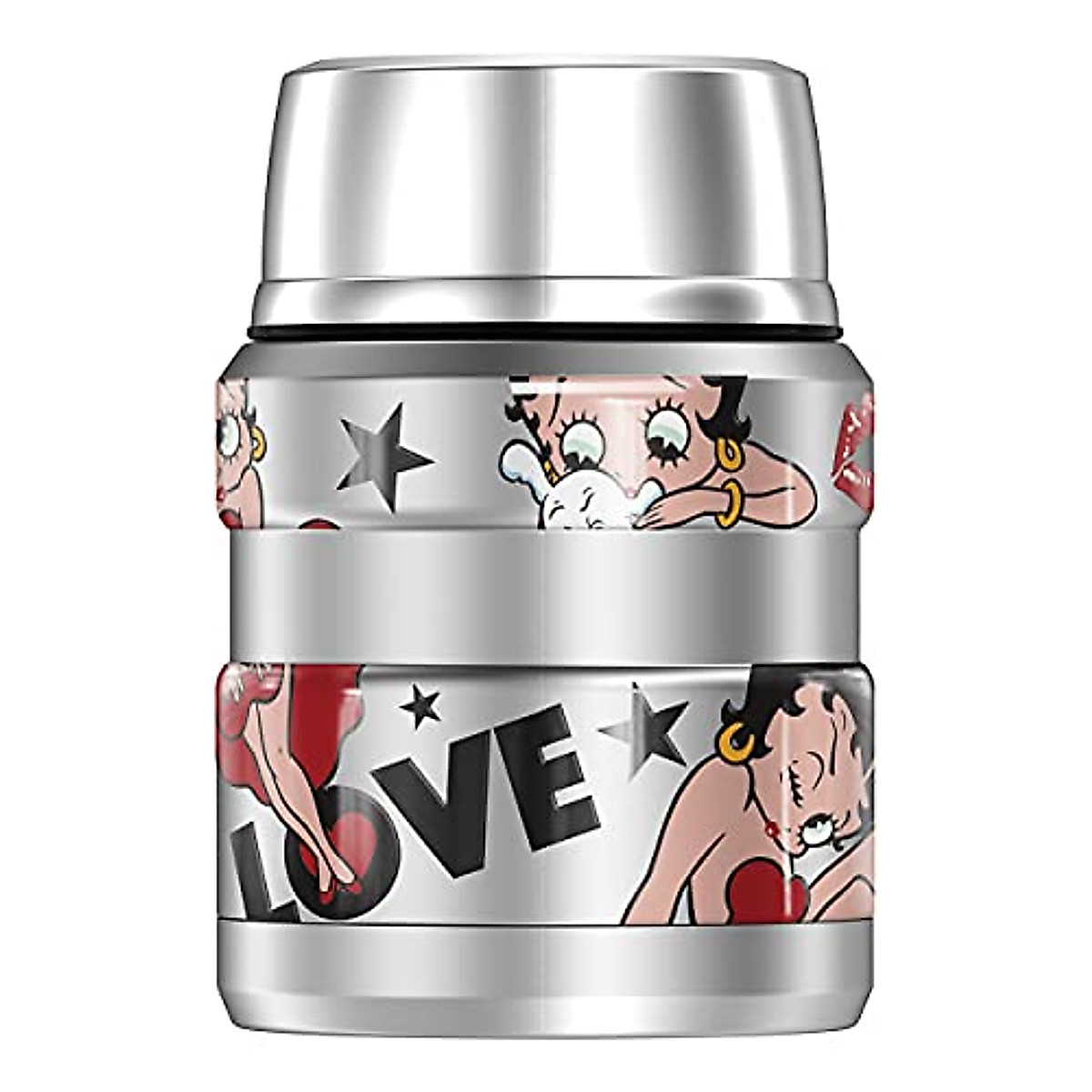 Betty Boop Collage THERMOS STAINLESS KING Stainless Steel Food Jar with Folding Spoon, Vacuum insulated & Double Wall, 16oz