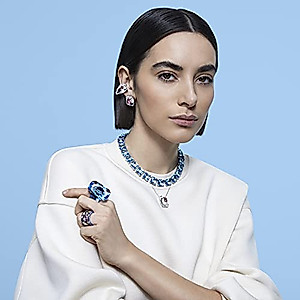 SWAROVSKI Chroma Pendant Necklace, Layered Pink and Clear Octagon-Cut Crystals with a Rhodium Finish Chain, Part of The Chroma Collection