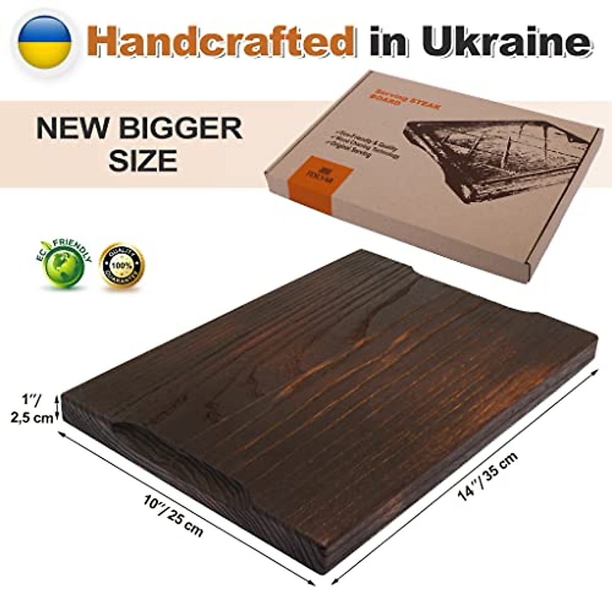 Wooden Steak Board Solid Oak Serving Barbecue Platter Natural Thick Cutting Plate Durable & Quality (Large)