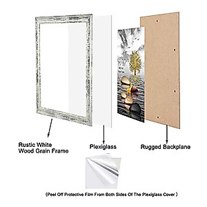 DECANIT 16x20 Picture Frames（pack of 2） Rustic White Wood Pattern Wall Mounting Poster Frame，Great for Prints, Poster, Mural and Picture