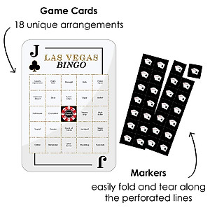 Big Dot of Happiness Las Vegas - Bar Bingo Cards and Markers - Casino Party Bingo Game - Set of 18