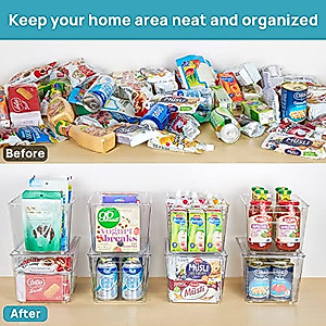 Vtopmart 6 Pack Clear Stackable Storage Bins with Lids, Large Plastic Containers with Handle for Pantry Organization and Storage,Perfect for Kitchen, Fridge, Cabinet, Bathroom Organizer