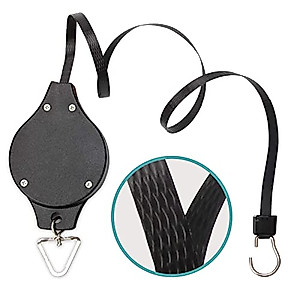 3 Pack Plant Pulley Hanger, Retractable Plant Hook Pulley, Adjustable Heavy Duty Plant Hanging Pulleys for Garden Baskets & Bird Feeder with 3 PCS Gold Metal Ceiling Plant Hooks (Black - 3 Pack)