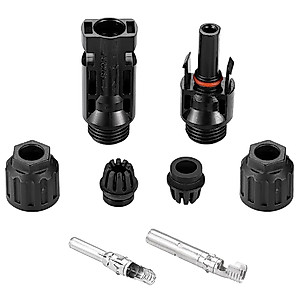 KEYGMA 6 Pairs Male/Female Solar Panel Cable Connectors, 2 Pieces Spanners for PV Solar Connector, Solar Panel Connector Kit, IP67 Waterproof, 50A 1000V DC (6 Pairs)