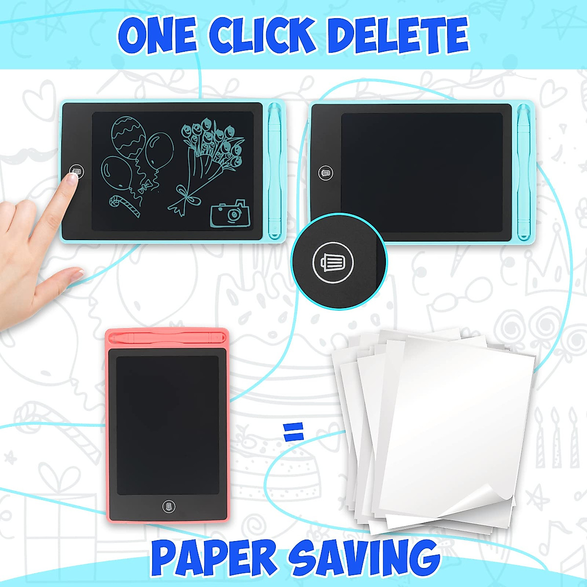 6 Pieces LCD Writing Tablet for Kids, 6.5 Inch Drawing Board Doodle Scribbler Board for 3-6 Years Old Girls Boys, Erasable Electronic Painting Learning Pads, Prizes for Kids Classroom