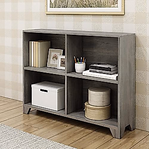 Max & Lily Modern Farmhouse 4-Shelf Bookcase, Solid Wood Bookshelves for Kids Bedroom, Driftwood