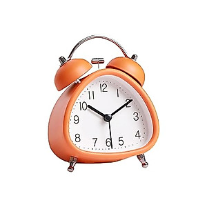 Analog Small Alarm Clock, Loud Alarm Clock for Heavy Sleepers Adults, Vintage Room Decor, Retro Alarm Clock, Bedside, Desk, Office, Kids and Families Analog Clock, Triangular Clock, Orange Clock