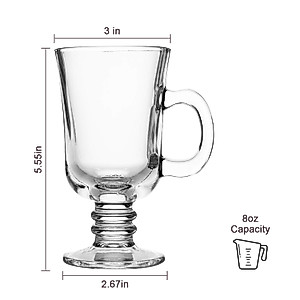 QAPPDA 8oz Coffee Mug, Glass Mugs With Handle,Clear Cups With Handle,Glass Cup Tea Cup Drinkware For Beer,Juice,Beverages,High Base Glass Latte Cups Cappuccino Mugs,Irish Coffee Mugs Set of 8 KTZB22…