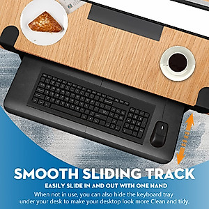 Large Keyboard Tray Under Desk，Sturdy C Clamp Mount System,26.3" x 11" Slide-Out Computer Keyboard Drawer，Fits Full Size Keyboard and Mouse,for Home or Office|for Desks Up to 1.5",Black…