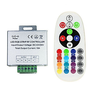 DC 12V-24V 18A LED Lights Controller 24Key RGB Remote Controller for 3528 5050 RGB LED Strip Lights, RGB Led Module Lights