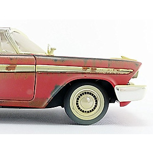 Auto World - Christine 1958 Plymouth Fury in Red - Dirty Version - 1/18 Scale Die Cast Collectible Model Muscle Car for Kids and Adults