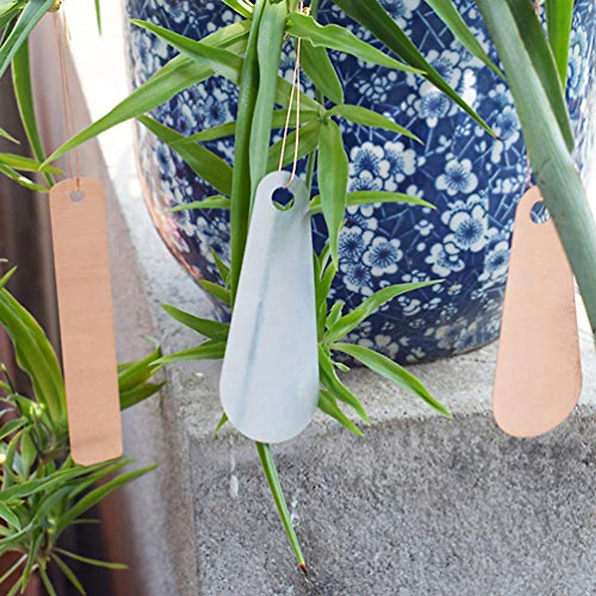 Hemoton Plant Accessories 60 Packs Copper Garden Tags with Ties, Reusable Hanging Copper Gardening Labels for Farm Pots Flower Bed, 4.7-Inch Garden Tags