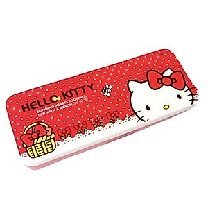 Bandal & Neoul KITTY's 2 Layer Levered Pencil Case - 2 Designs (Polka dots in red)
