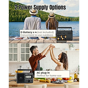 PRUNUS J09 Digital AM FM Portable Radio Shortwave, Bigger Screen for Elderly, AC/ 4 D Cell Batteries Powered,TF Card/USB Player, Time Setting, Earphone Jack, Auto Station Preset for Seniors/Hurricane