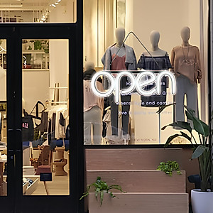 LED Open Sign,16x6 inch Open Sign for Business,With multiple flashing modes, Ideal for Restaurant, Bar, Salon and More,24V/1A Power Supply，with Open/Close Sign (white)