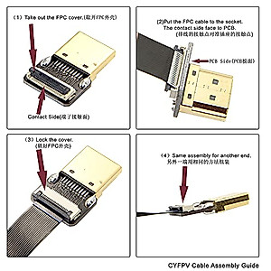 NFHK CYFPV Up Angled 90 Degree HDMI Male to Female FPC Flat Cable for HDTV Multicopter Aerial Photography