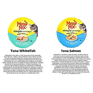 ILC Buy Meow Mix Simple Servings Variety Bundle| 6 Flavors,(2) Each: Chicken Turkey, Tuna Whitefish, Chicken Beef, Tuna Salmon, Chicken Breast, Tuna Shrimp (1.3 OZ) Plus Foam cat Toy Ball Magnet.