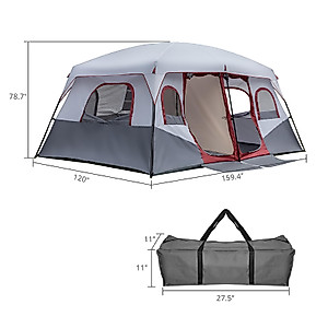 Outvita 8/10 Person Camping Tent, Large 2 Room Family Tent with Weatherproof Cabin Shelter with Rainfly & Carry Bag for Backpacking Hiking Car Traveling-13'x10'x6.5'…