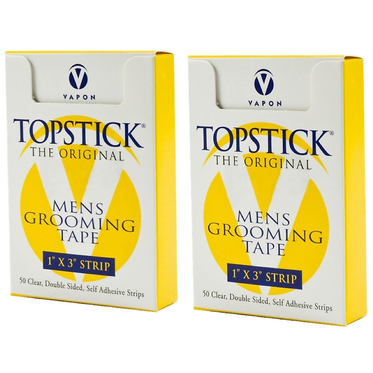 Vapon Topstick 1" X 3" - 50 Strips in each box (2 boxes) Hypo-Allergenic All Purpose Clear Double Tape