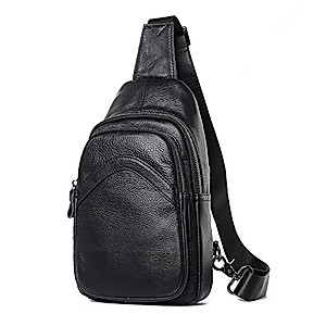 Leathario Sling Bag For Men Genuine Leather Chest Crossbody Shoulder Small Backpack Daypack For Men Multipurpose Casual Travel