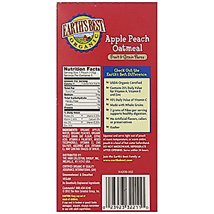 Earth's Best Organic Stage 2, Apple, Peach & Oatmeal, 4.2 Ounce Pouch (Pack of 6)
