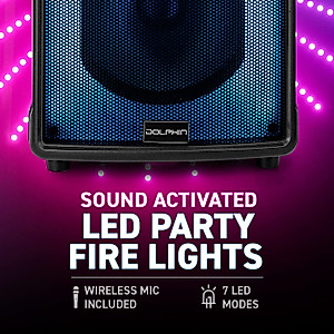 Dolphin KP-80 Loud Small Portable Bluetooth Speaker | Great for Kids & Adults, Karaokes, Parties, Outdoor/Indoor with Full Fire LED Light Show