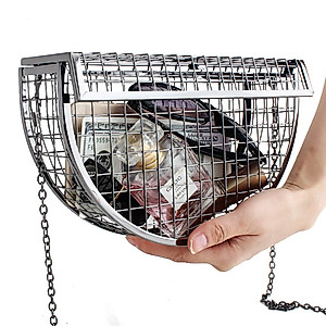 LETODE Women's Personality Features Semicircular Geometric Evening Bag Shoulder Horizontal Bag, Clutch Cage Bag (GUN 02)