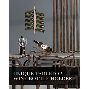 di prima usa Wine Rack Countertop – 2 Bottle Wine Holder for Table in Light Brown Metal