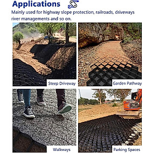 Driveway Grids Garden Shed Base Grid,Heavy Duty Gravel Stabilizer Geocell Grid for Retaining Walls Driveway Path, Muds/Erosion Control Foundation Extensible ( Color : W x L , Size : 1m x 5m (3.3X16.5f