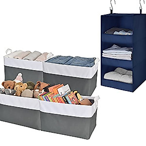 GRANNY SAYS Bundle of 4-Pack Storage Baskets for Organizing & 1-Pack Hanging Closet Organizer