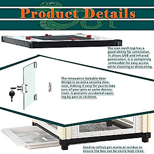 crapelles [Large Reptile Tank], Pet Cage Terrarium with Glass Window, Front Opening Door with Top Screen Ventilation, Reptile Terrarium Habitat for Reptiles Amphibian 15.7" x 15.7" x 15.7"(Knock-Down)