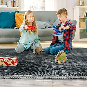 ROYHOME 8x10 Area Rug Machine Washable Rug for Living Room Plaid Checkered Indoor Accent Rug Stain Resistant Non-Slip Modern Abstract Aesthetic Floor Cover Carpet for Home Decor, Dark Grey