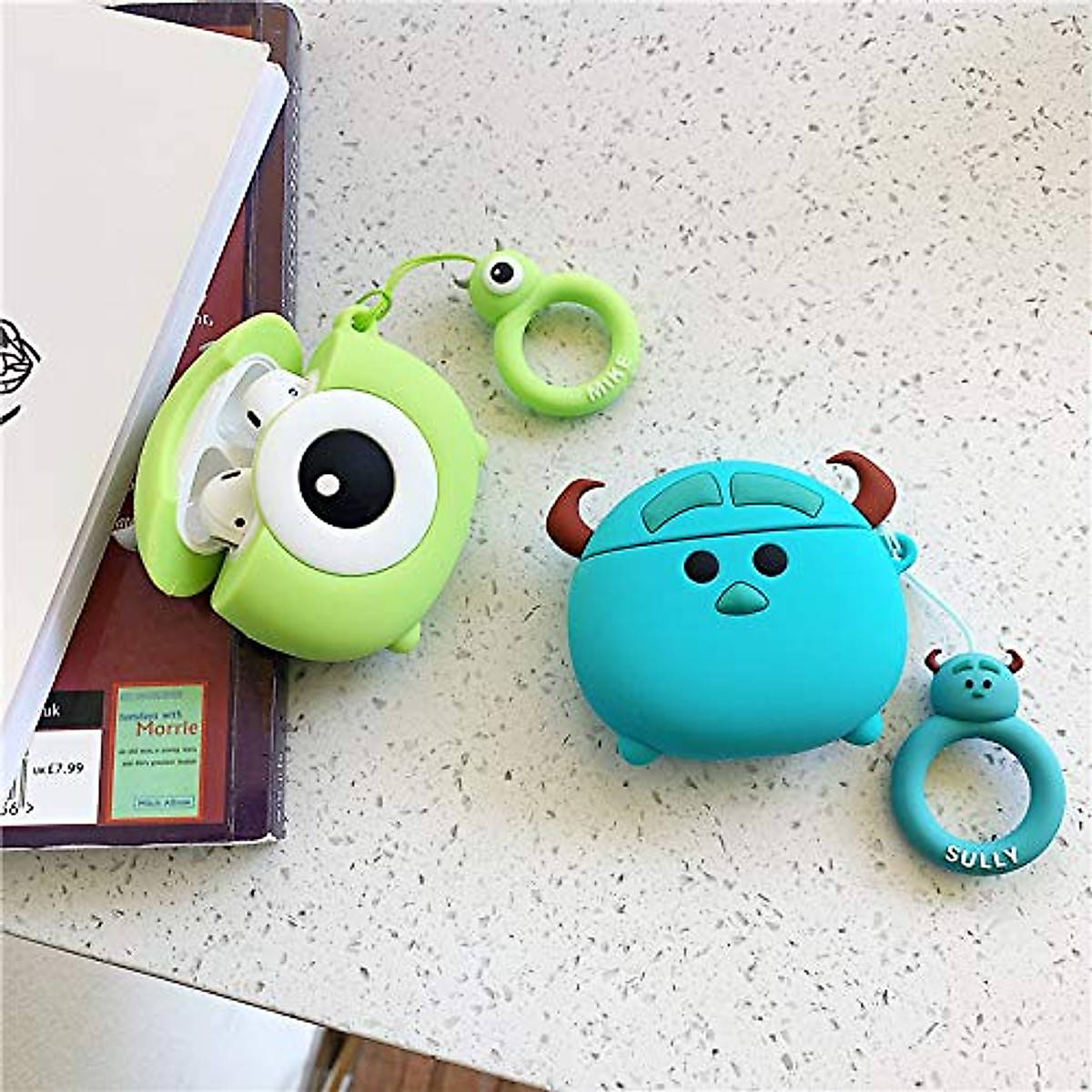 ZAHIUS Airpods Silicone Case Cool Cover Compatible for Apple Airpods 1&2 [Cartoon Series][Designed for Kids Girl and Boys](2Pack Round Mike&Sulley)