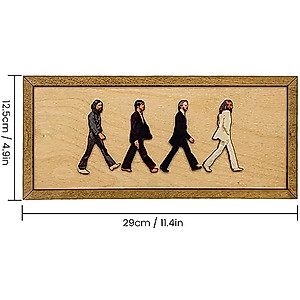 The Beatles Framed Abbey Road Portrait,Fine Beatles Wall Mural,Wood Framed Wall Art for Home Office Decor