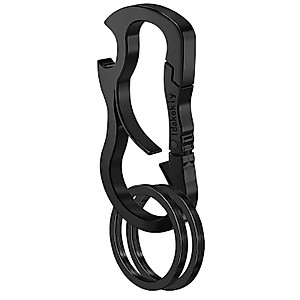 Idakekiy Stylish Carabiner Keychain Zinc Alloy Key Chain Bottle Opener (Black)