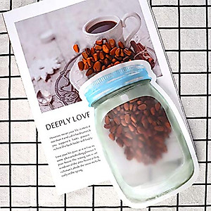 Enkrio 20 Pack Reusable Mason Jar Bags Reusable Mason Jar Ziplock Bags Food Storage Bag for Kitchen Food Snack Sandwich Leakproof Snacks Food Saver Bags