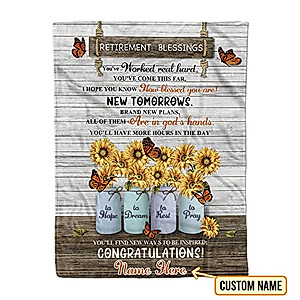TEEMAN Personalized Retirement Blanket, Retirement Gifts for Women Teachers 2023, Retirement Blessings, Inspiration Gifts for Women, Soft Blanket for Retired Coworker, Friend, Employee or Boss