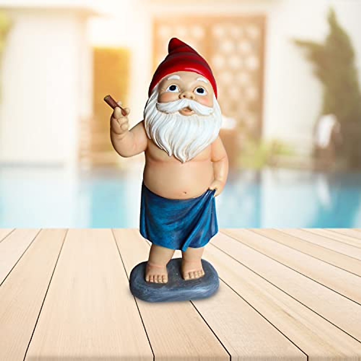 JHWKJS Garden Gnome Statue, Funny Garden Gnome Outdoor Pool Statue Decoration Indoor Outdoor Lawn Figurines for Home Patio Yard Garden Decor, Housewarming Garden Gift