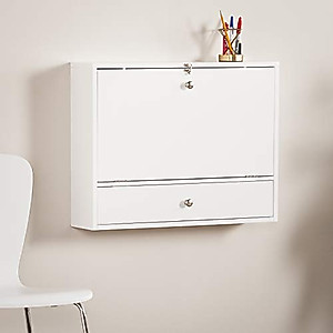 SEI Furniture Willingham Wall Mount Folding Desk, White