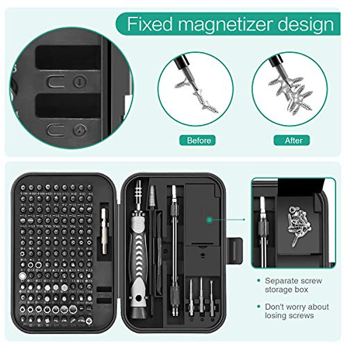 ORIA Precision Screwdriver Set, New Version 130 in 1 Screwdriver Kit with 120 Screwdriver Bits(117 PCS 28mm, 3 PCS 35mm), Repair Tool Kit with Magnetizer for Smart Phone, Household Appliances