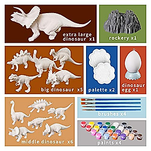 whatstem 3D Dinosaurs Painting Kit with 12 Dinos for Kids Age 3-15, Arts and Crafts Kits Drawing Toys with Dinosaurs Set Creativity Gifts for Boys and Girls