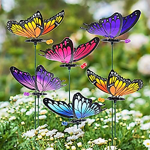 Exhart Garden Stake, Set of 6 Butterfly Garden Stakes, WindyWing Outdoor Garden Decor and Yard Art, 6 x 4.5 x 16 Inch
